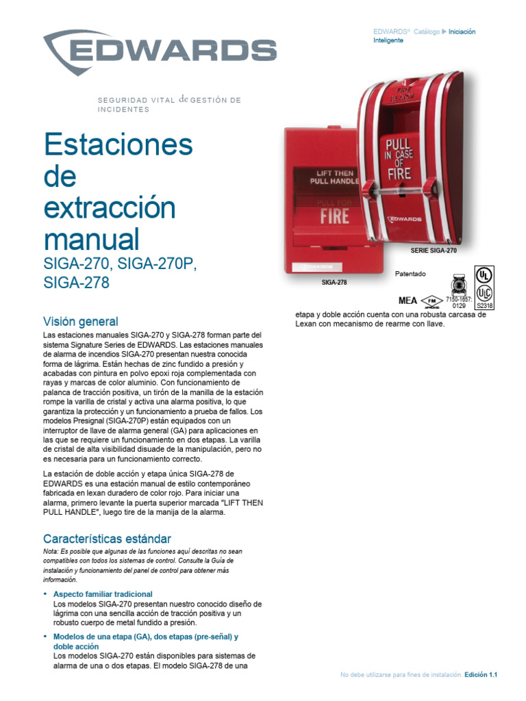 FICHA PALANCA MANUAL DOBLE ACCION SIGA-278 EDWARDS es | Descargar gratis PDF | Diodo emisor de ...