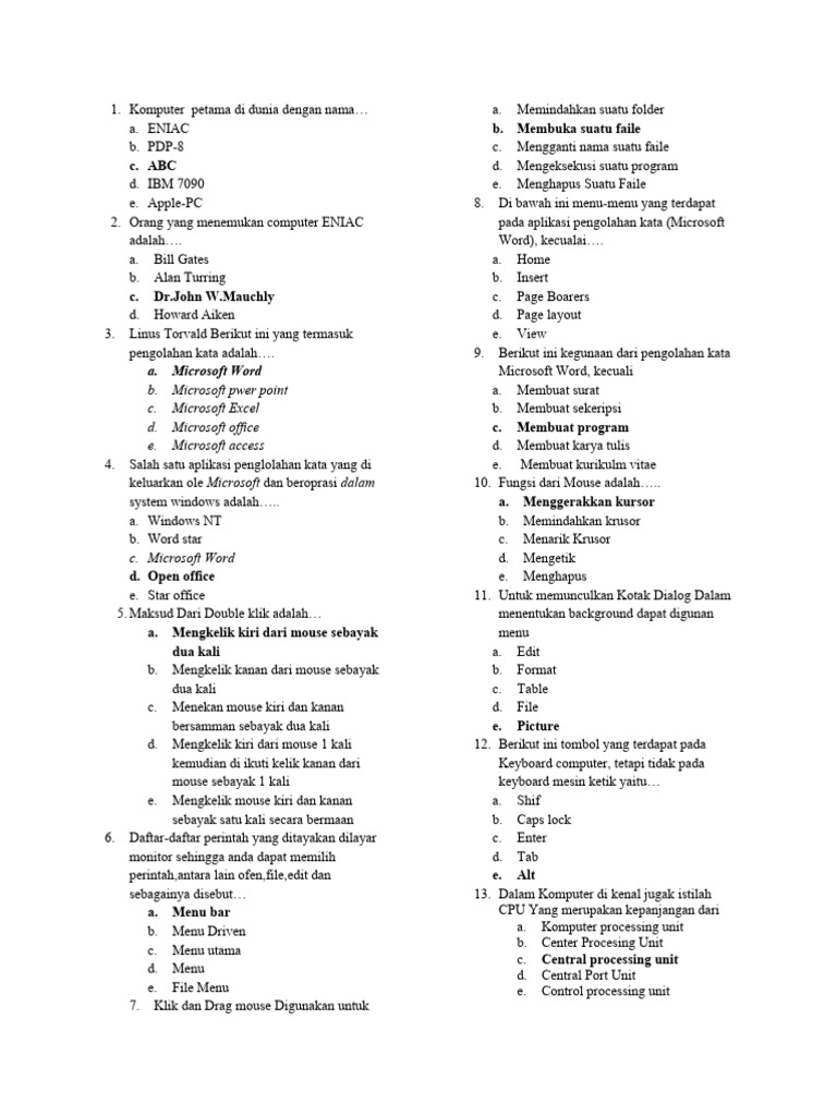 Soal Simdig Kls X SMUA KLS | PDF