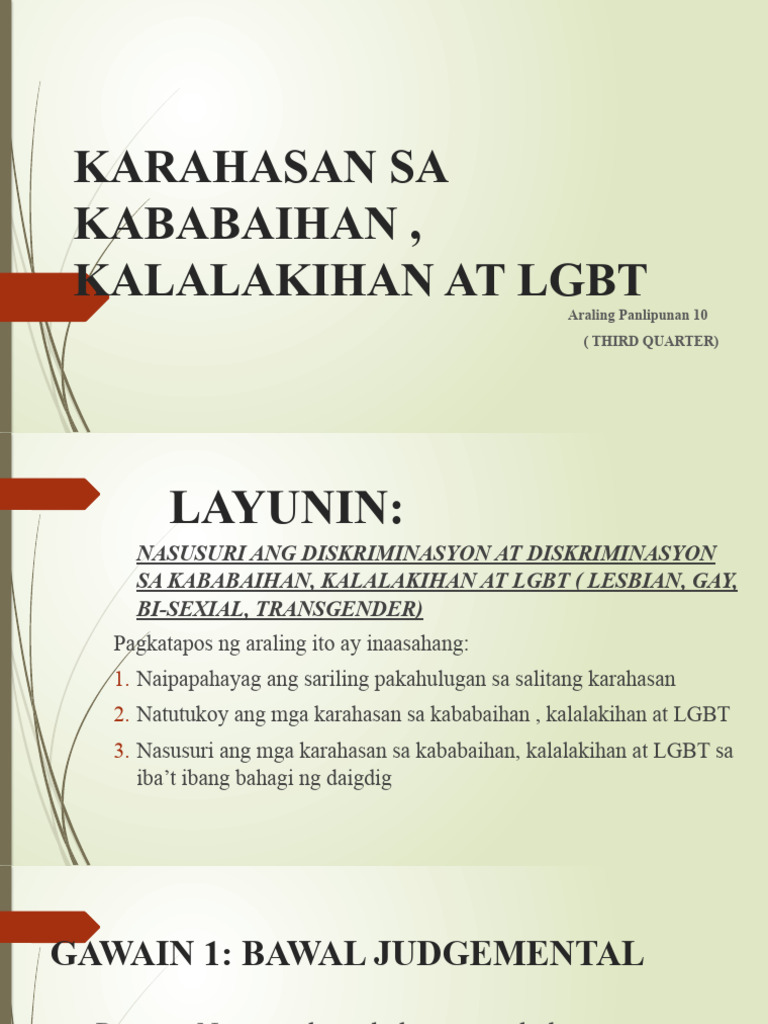 Karahasan Sa Kababaihan, Kalalakihan at LGBT | PDF