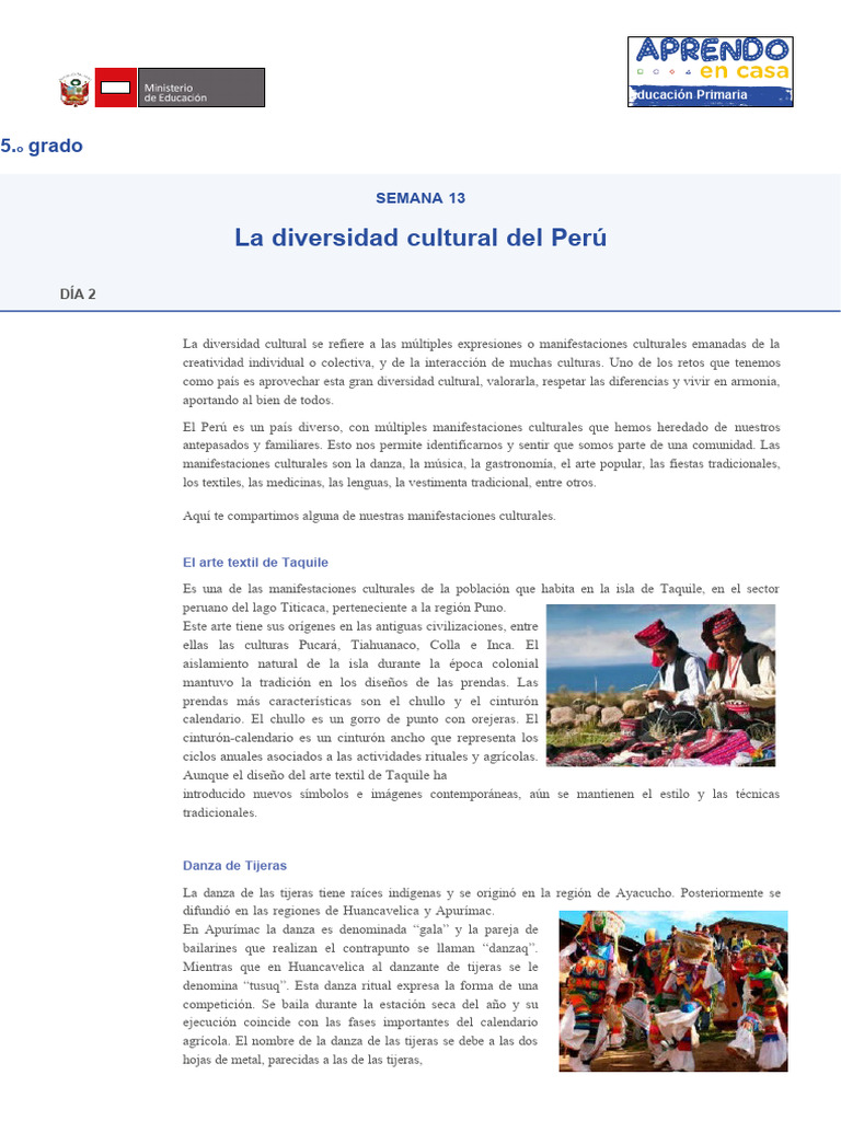 s13-prim-5-recurso-anexo-la-diversidad-cultural-peru-dia-2 | PDF | Perú
