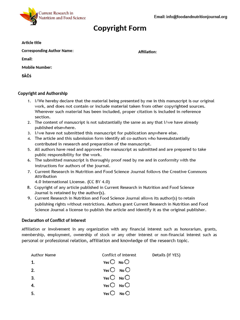 CRNFS Copyright Form | PDF | Creative Commons License | Copyright Law
