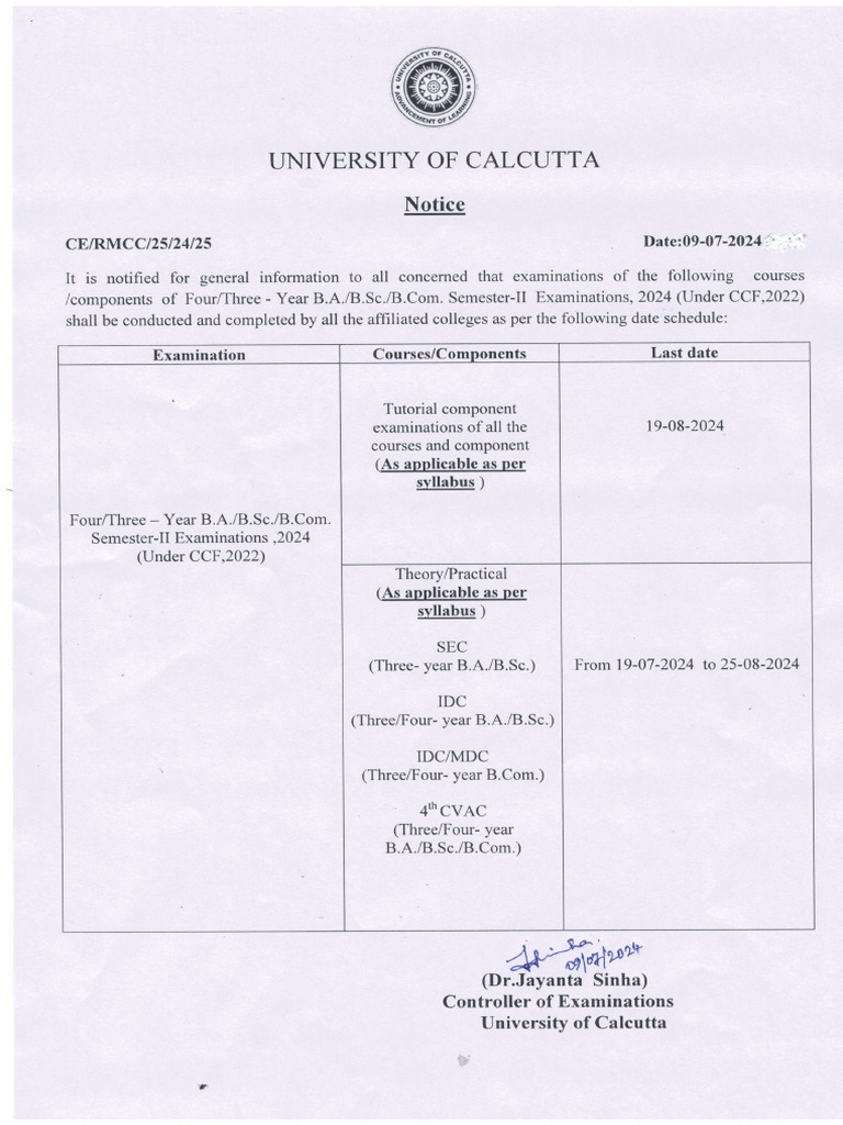 Notice For Home Centre Examinations ASC SEM II 2024 638562072104681977 ...