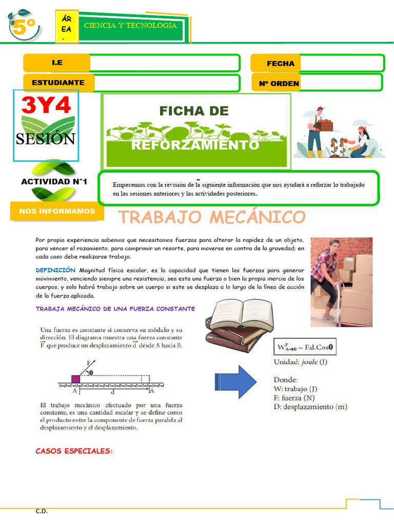 5º FICHA DE REFORZAMIENTO_SEMANA 2 EDA 05.CYT (1) | Descargar gratis PDF | Fuerza | Ciencias fisicas