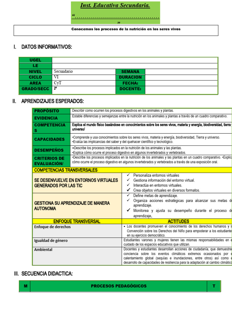 A-2º Ses-Act 1-Cyt Und 3 | PDF | Aprendizaje | Evaluación