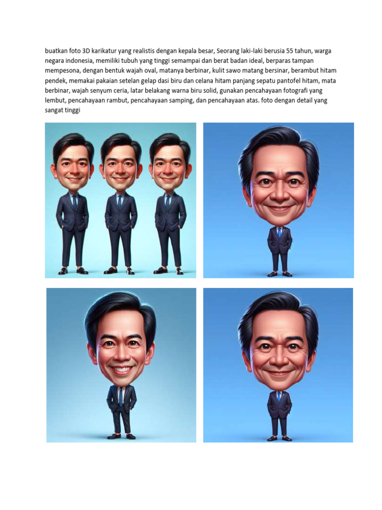 buatkan foto 3D karikatur yang realistis dengan kepala besar | PDF