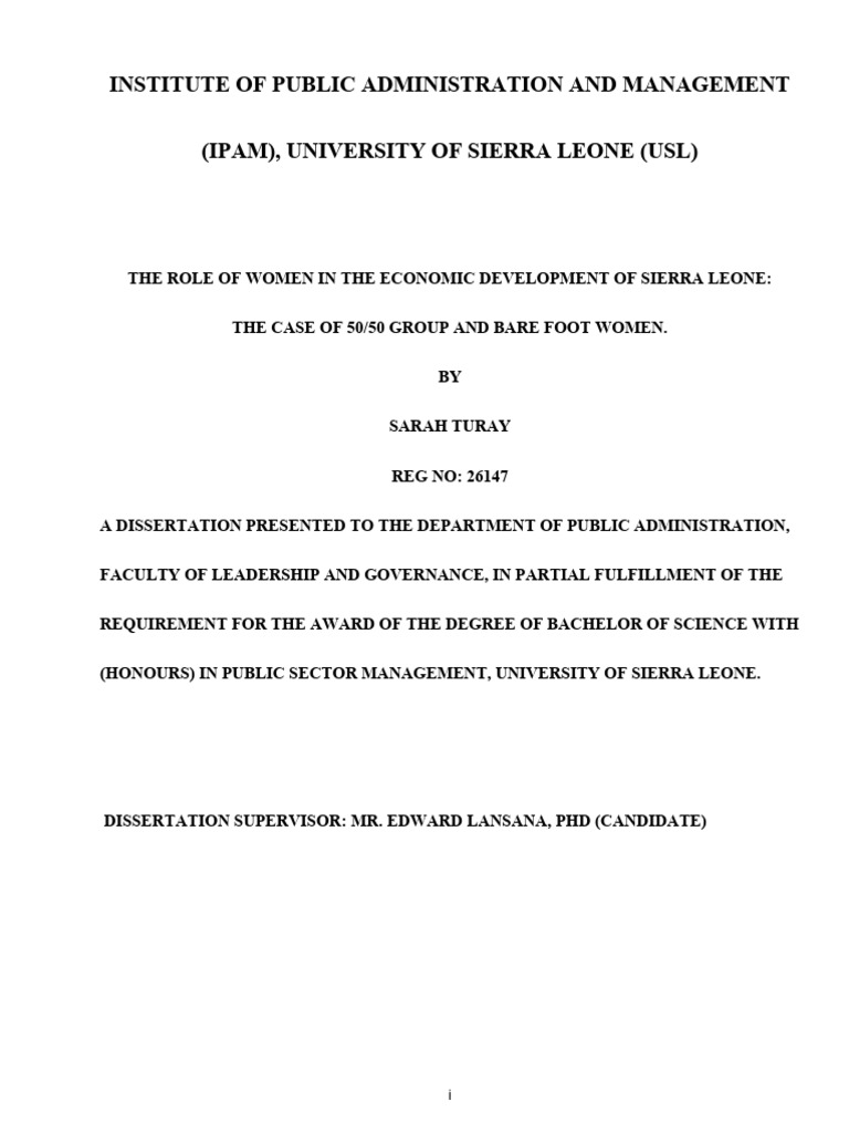 Sarah's Final Dissertation | PDF | Workforce | Gender And Development