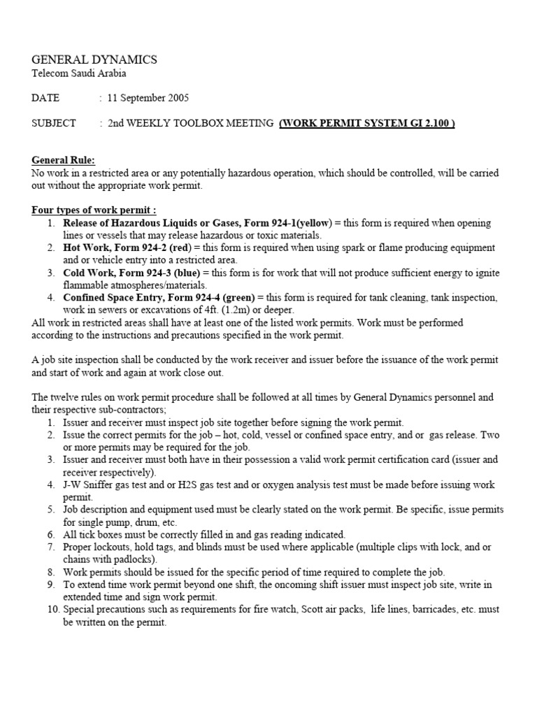 Safety - Work Permit System | PDF | Occupational Safety And Health | Safety