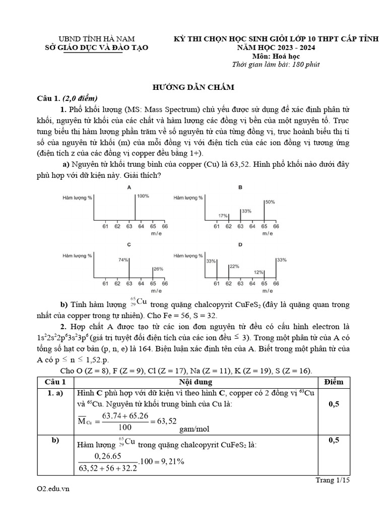 2023 2024 HSG 10 Ha Nam de HDC O2.edu - .VN | PDF