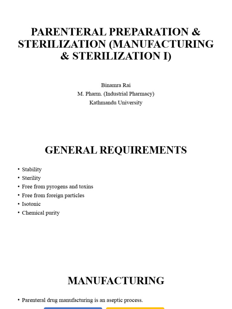 Parenteral Preparation (Manufacturing & Sterilization I) | PDF ...