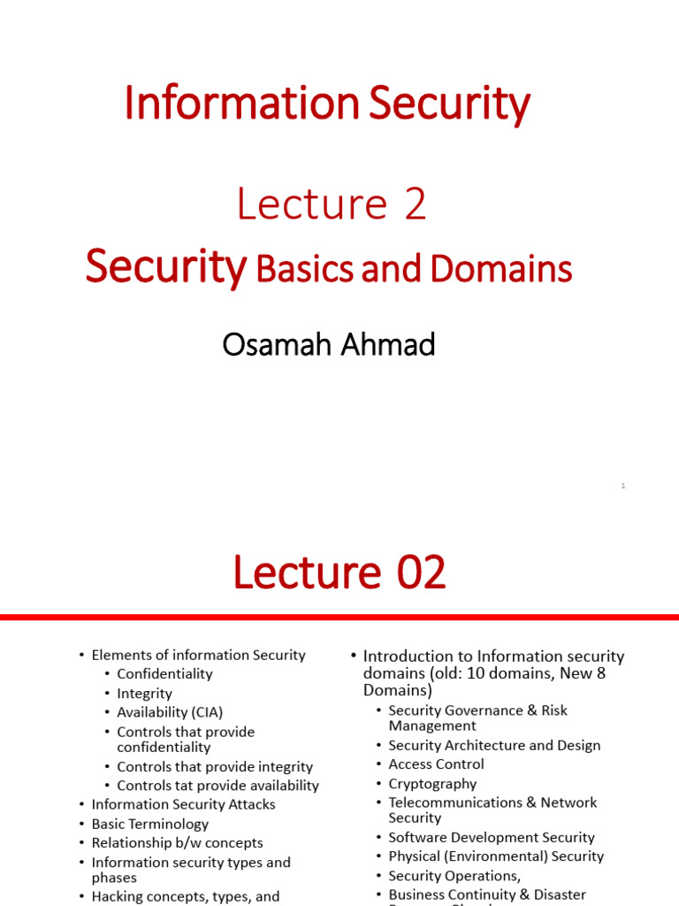IS Lecture 02 - Basics and Domains | PDF | Information Security | Security