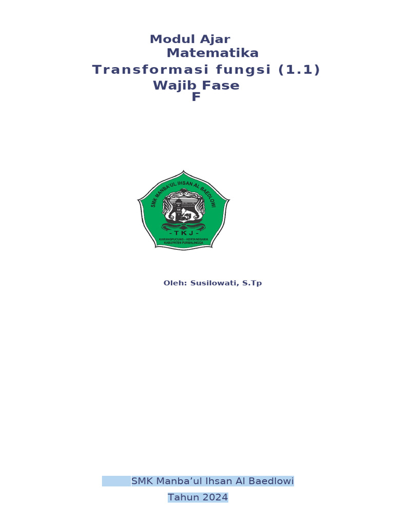 Modul Ajar Transformasi Fungsi Matematika | PDF | Karier & Perkembangan