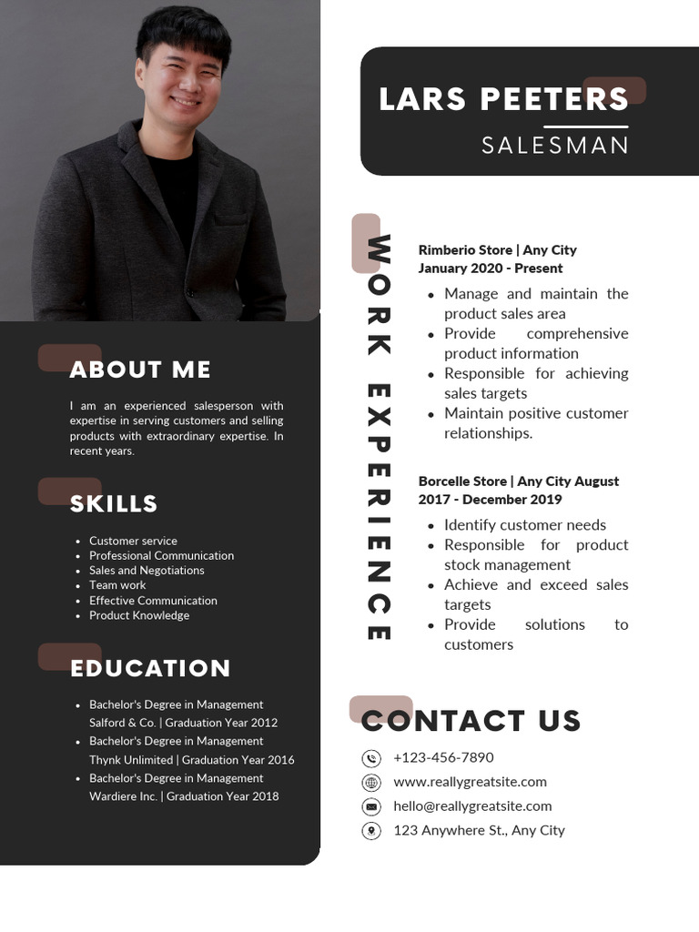 Lape Black and White Modern Sales Resume | Download Free PDF | Sales