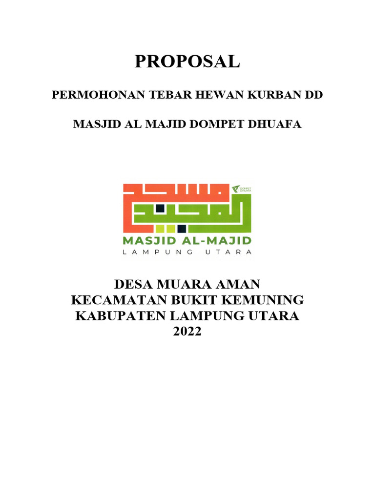Proposal Tebar Hewan Kurban Masjid Al Majid | PDF