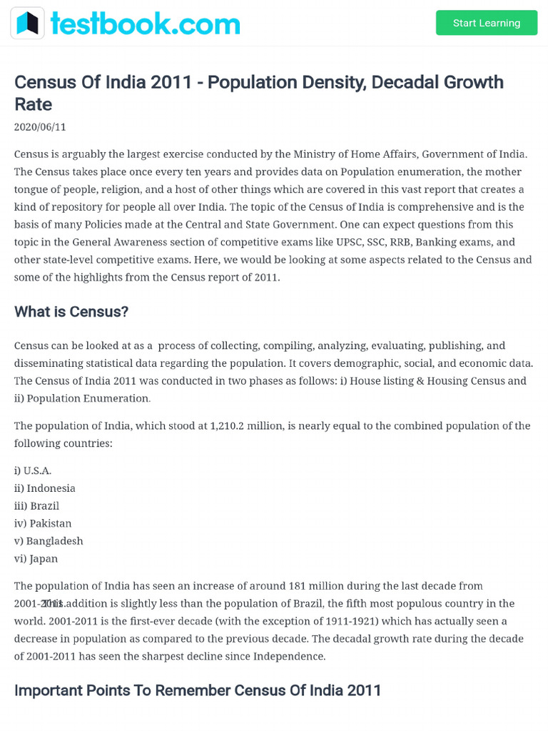 Census of India 2011 | PDF