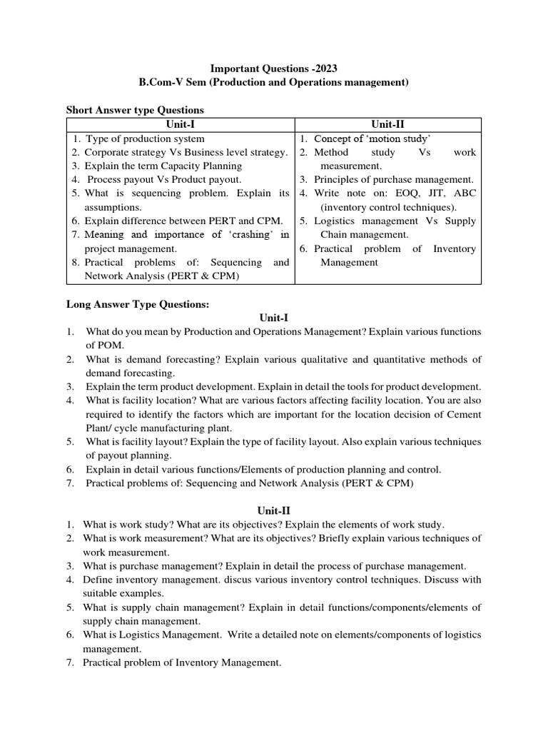 Production and Operations Management-2023 | PDF | Operations Management ... Production and Operations Management-2023 | PDF | Operations Management ...