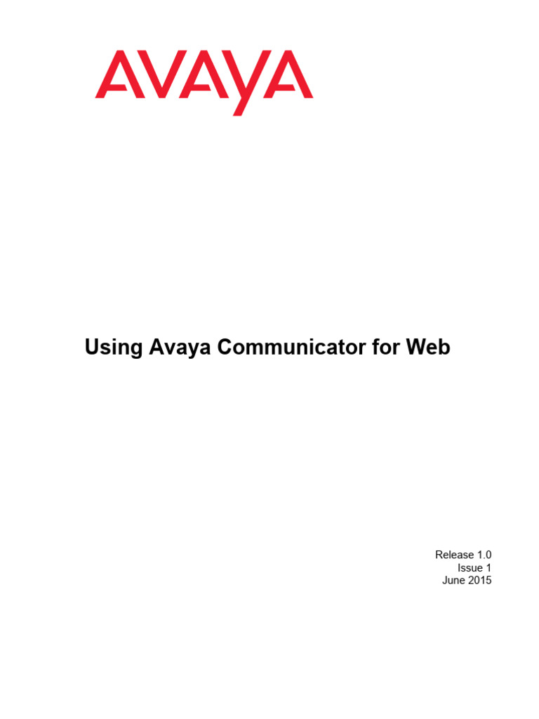 Avaya Communicator For Web | PDF | World Wide Web | Internet & Web