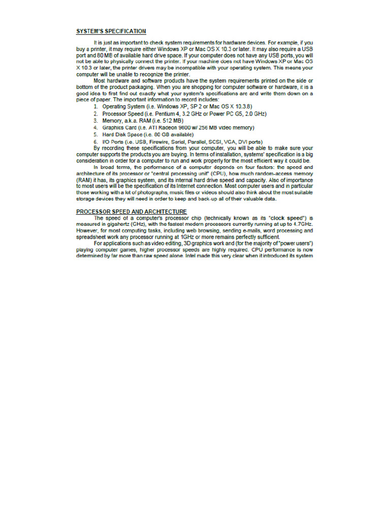 system specs | PDF
