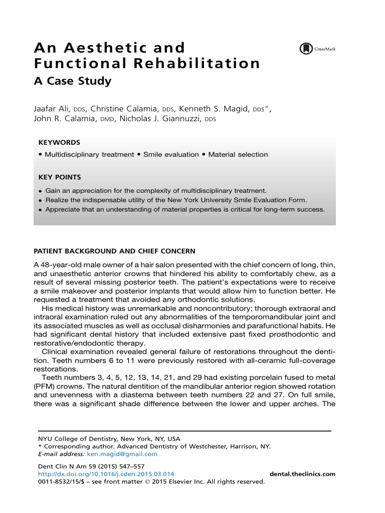 An Aesthetic and Functional Rehabilitation A Case Study | PDF | Dental ...