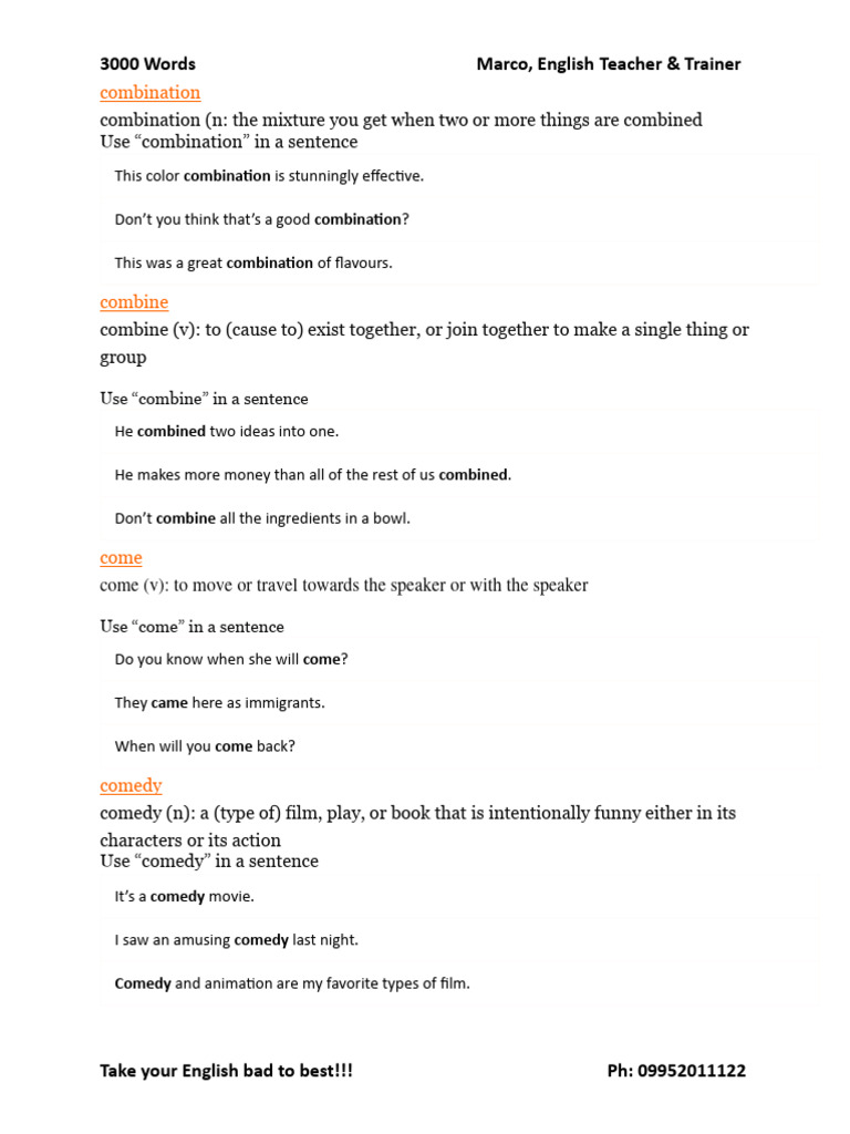English Lesson 3000 Words 48 | PDF | Language Arts & Discipline