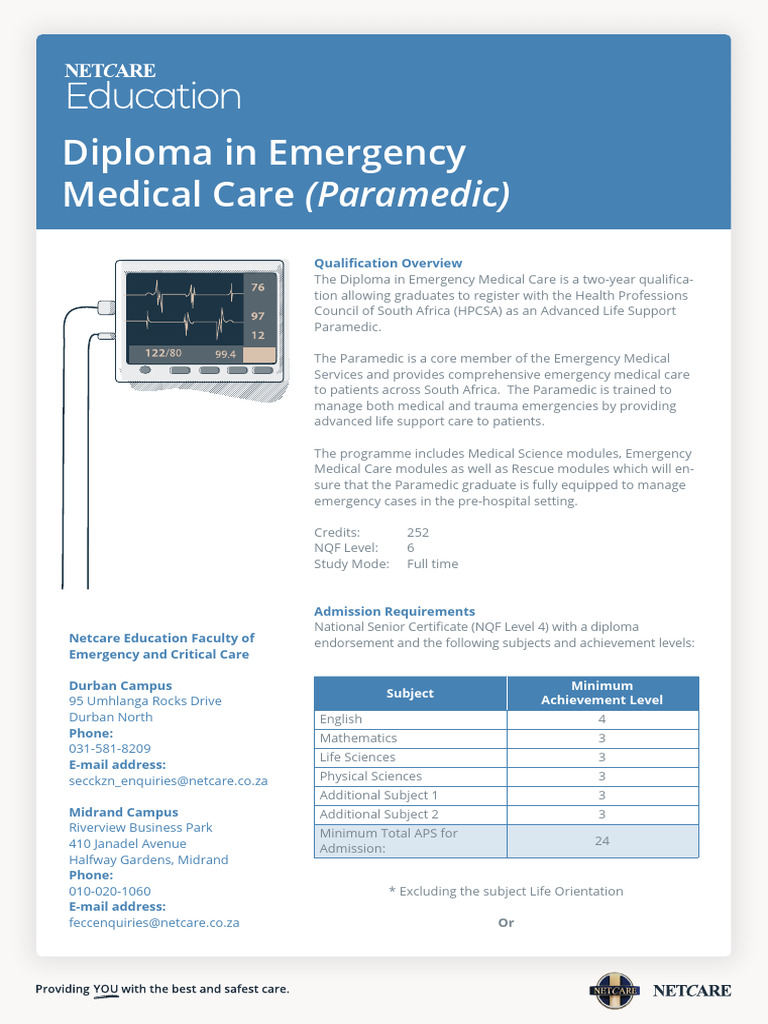 Diploma in EMC Programme Information | PDF | Paramedic | Emergency Medical Services
