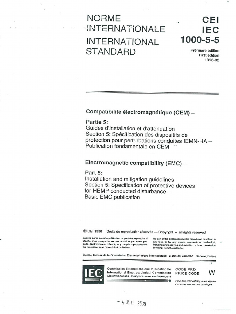 IEC 61000-5-5 Ed 1 1996-02 - EMC-Install and Mitigation Guide - Spec - of Protective Devices For ...