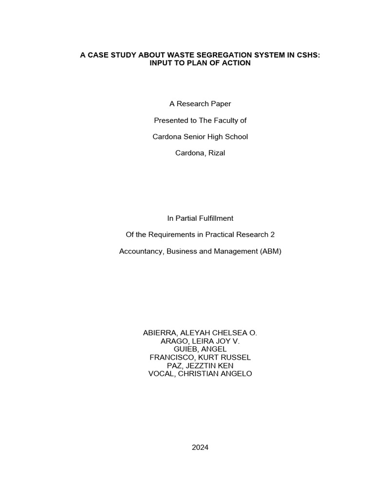 Waste Segregation Case Study at CSHS | PDF | Waste Management | Waste