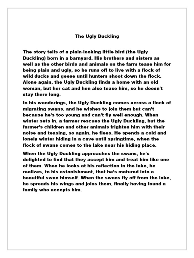 The Ugly Duckling Short Story | PDF | The Ugly Duckling