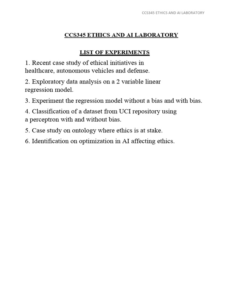 Ccs345-Ethics and Ai Lab Manual | PDF | Artificial Intelligence | Intelligence (AI) & Semantics