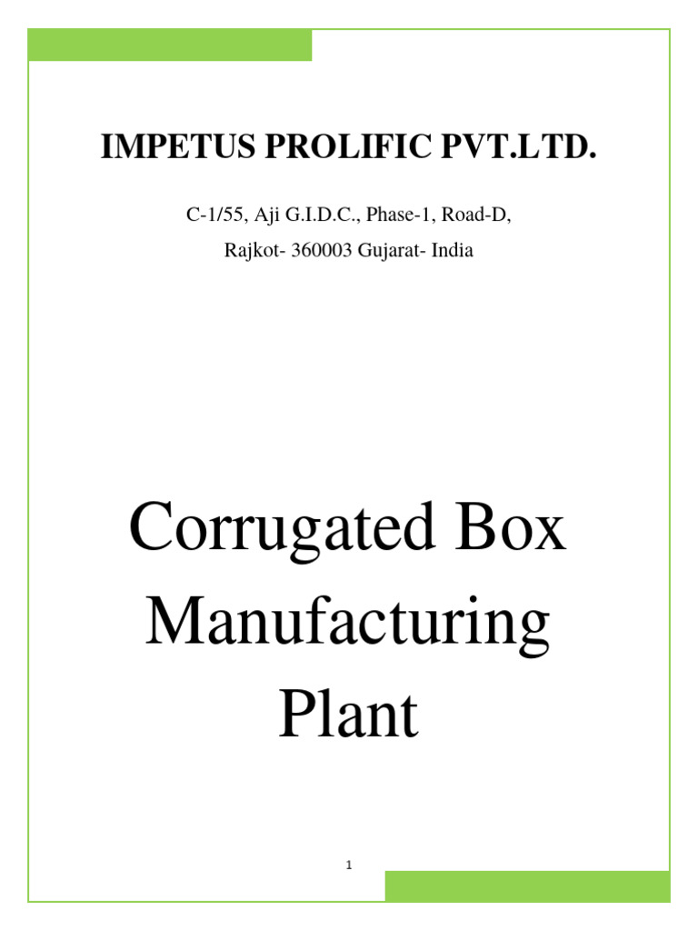 Project Report Corrugated Box - 001 PDF | PDF | Manufactured Goods ...