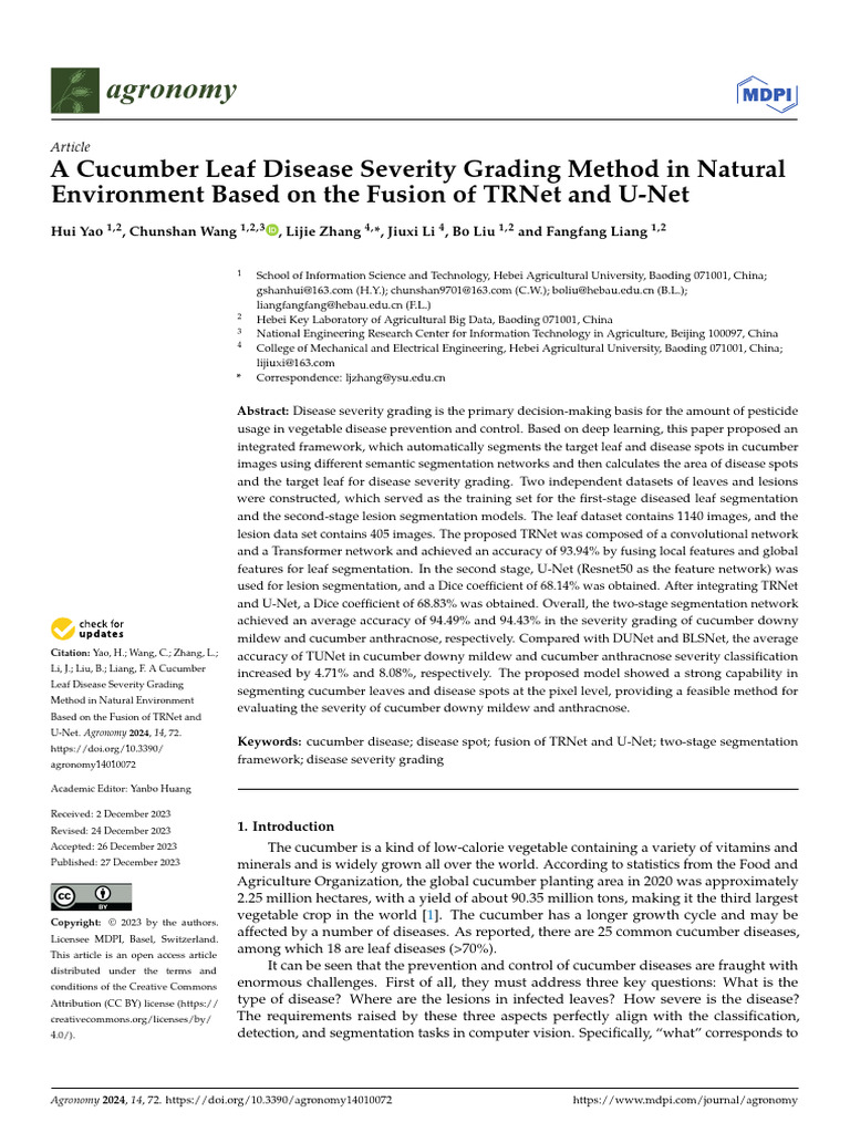 Cucumber Disease Severity Grading Method | PDF | Image Segmentation ...
