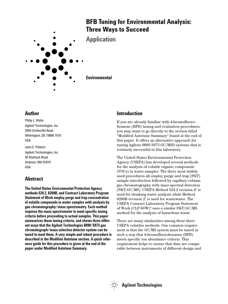 BFB Tuning for VOC | PDF | Gas Chromatography–Mass Spectrometry ...