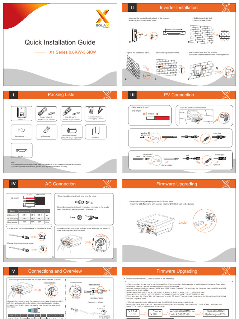 X1 Inverter Quick Installation Guide | PDF | Electrical Connector | Screw