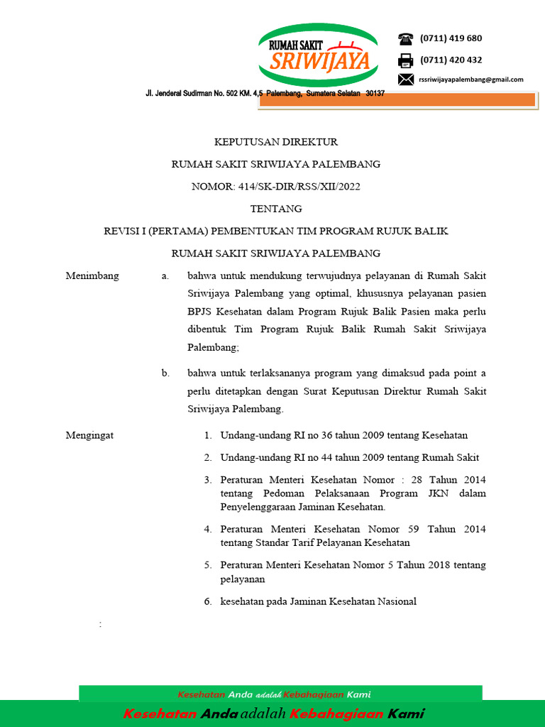 SK Tim Program Rujuk Balik | PDF