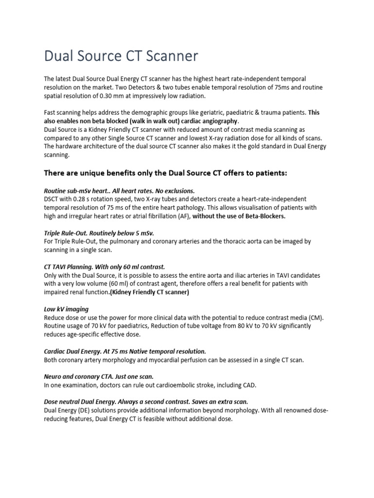 Dual Source CT Scanner Benefits | PDF | Ct Scan | Angiography