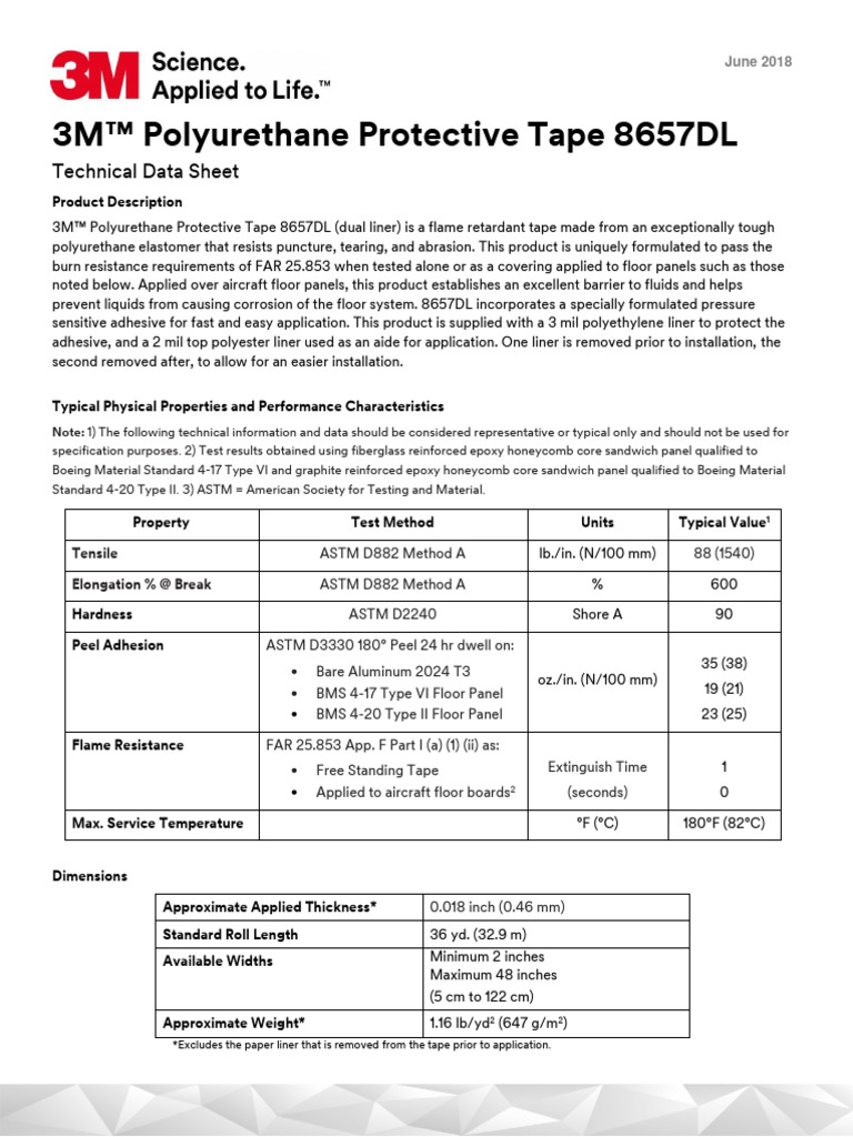 3M - Polyurethane Protective Tape 8657DL - TDS - FINAL | PDF ...
