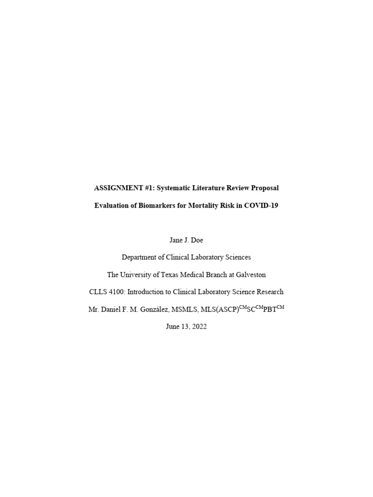 Assignment #1 Sample Systematic Literature Review Proposal | PDF ...