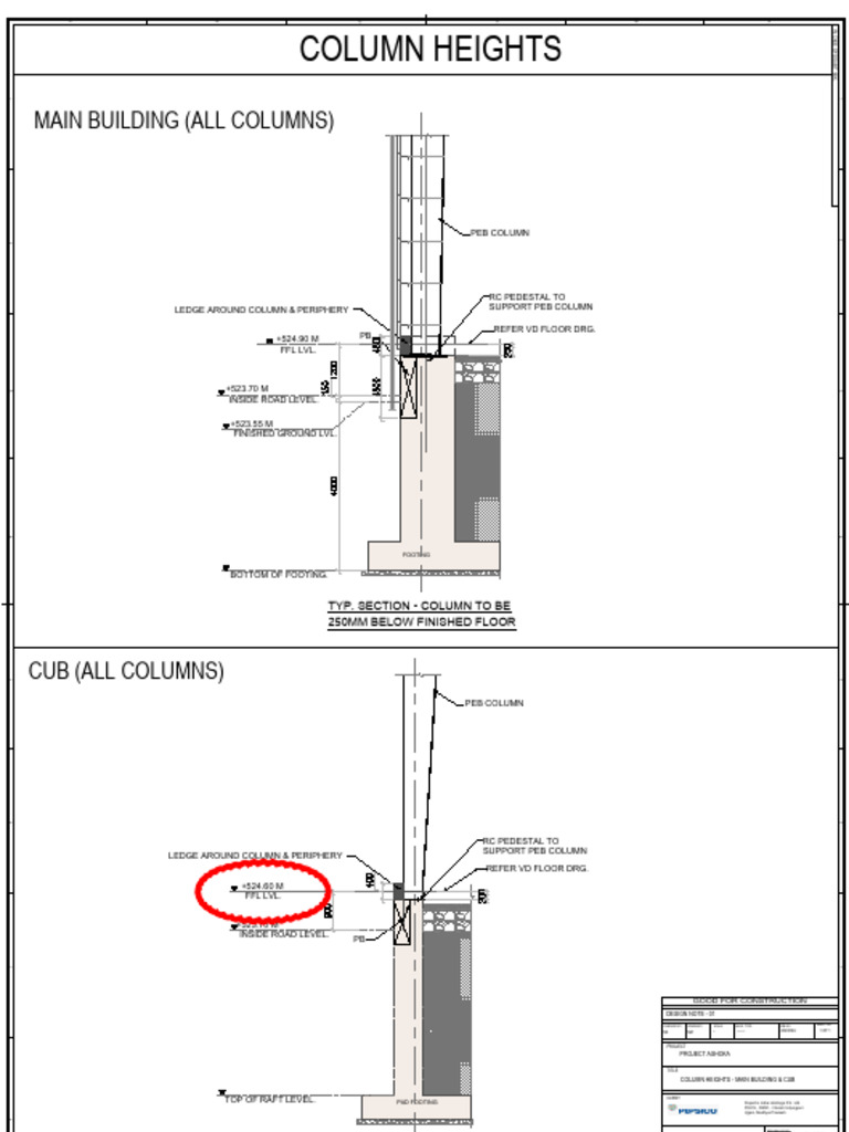 Column Heights - Main Building & Cub _r0 22062024 | PDF