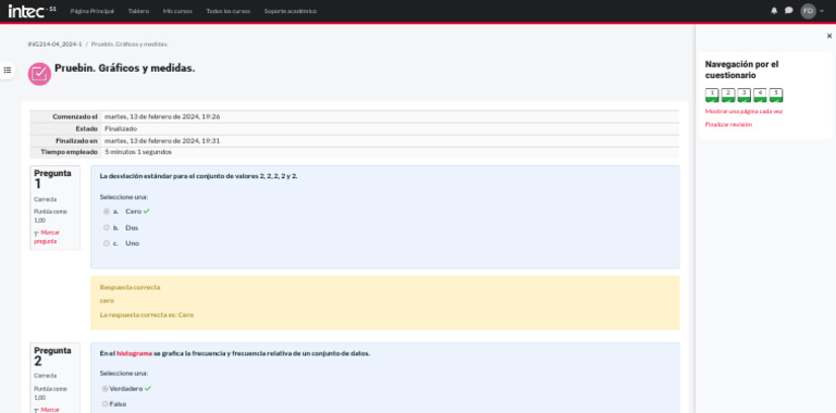Pruebin. Gráficos y Medidas. - Revisión Del Intento - INTEC | PDF