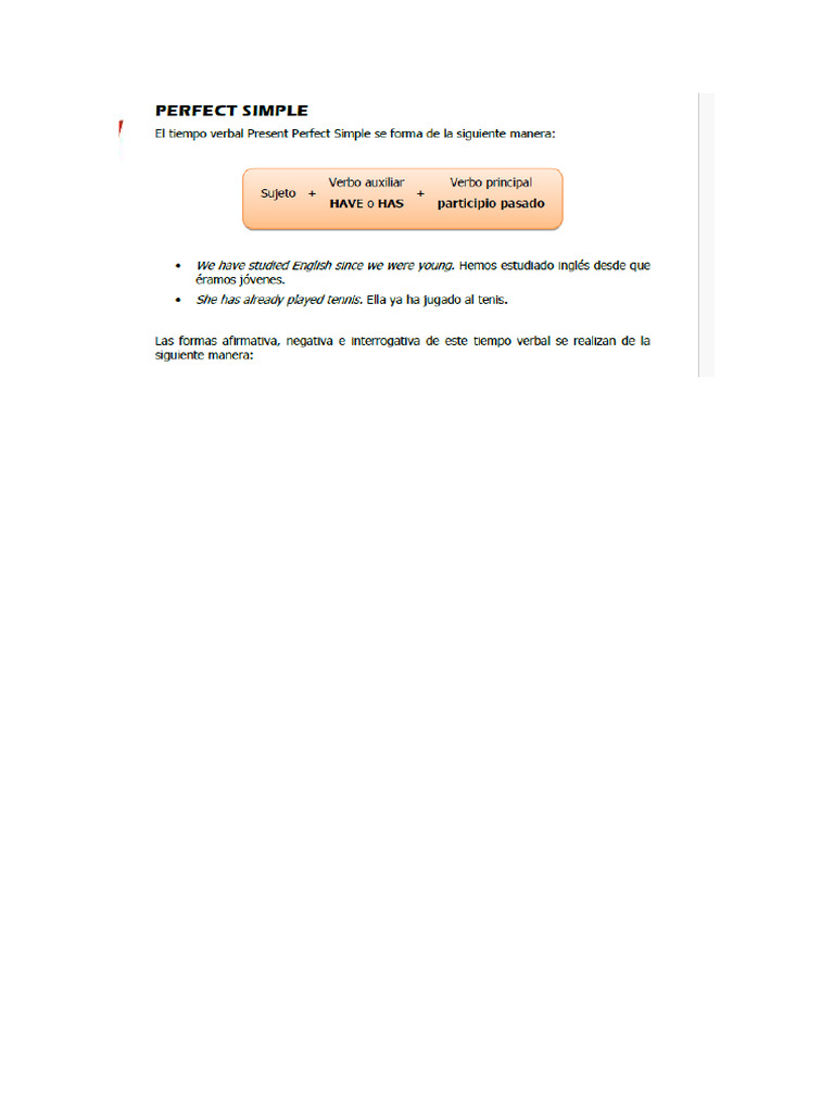 El Presente Perfecto | PDF