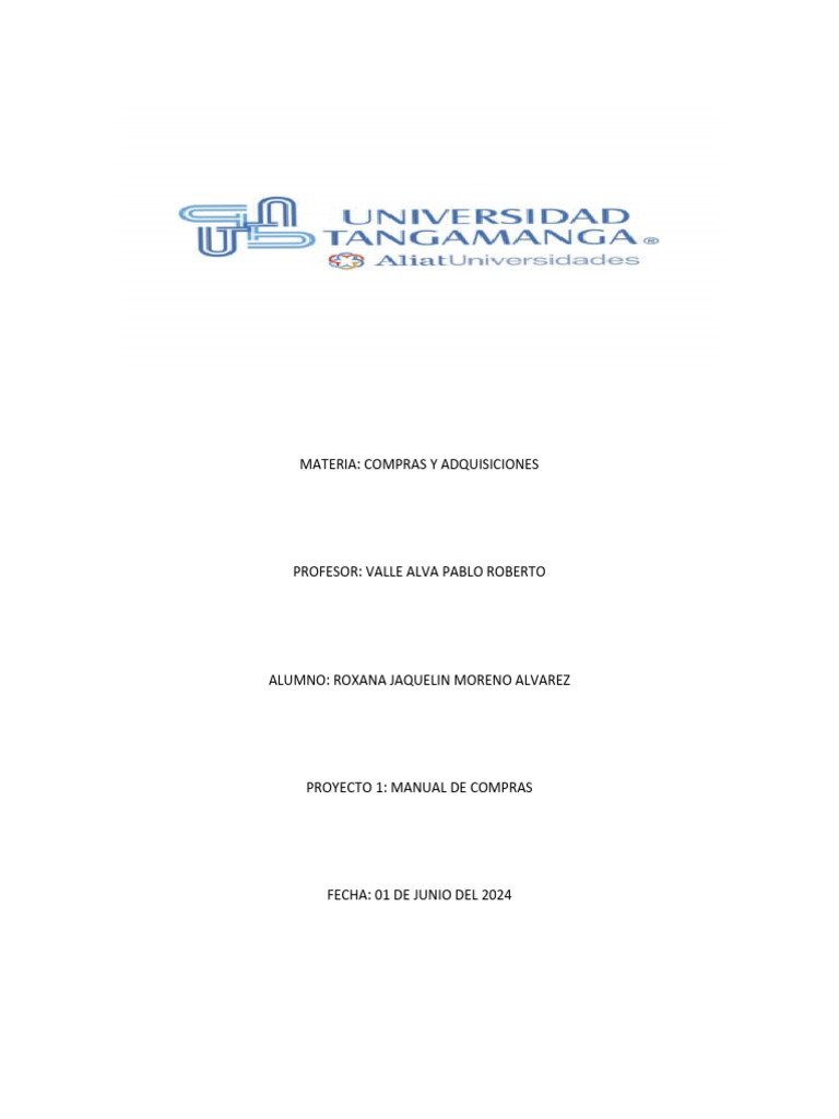 PROYECTO COMPRAS Y ADQUISICIONES Roxana | PDF | Calidad (comercial) | Solicitud de propuesta