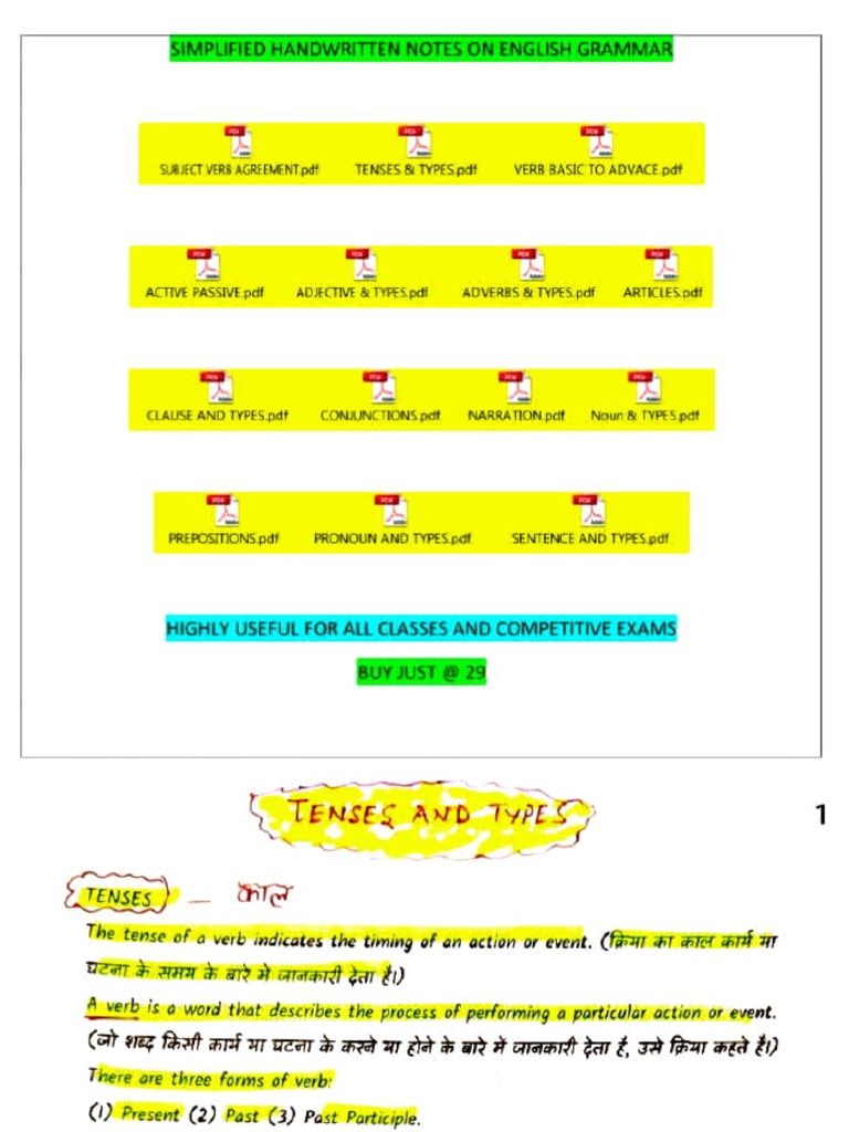 Sample Grammar Notes | PDF | Adverb | Grammatical Tense