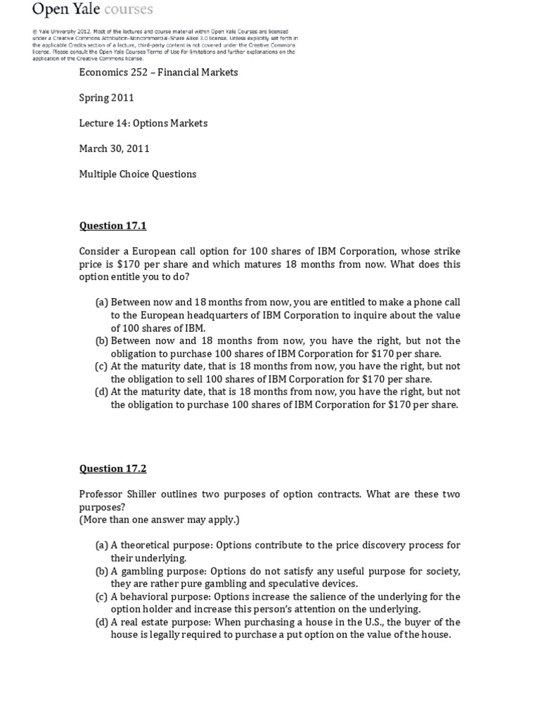 Econ252 17 033011 MC | PDF | Option (Finance) | Black–Scholes Model