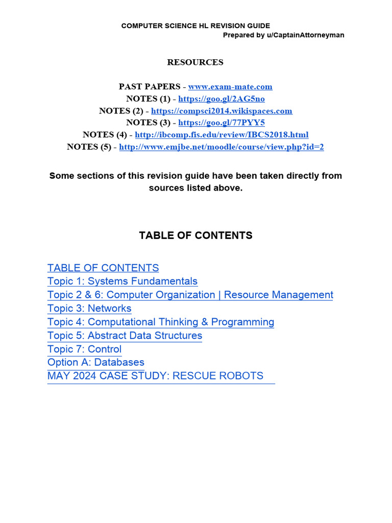 IB Computer Science HL - Revision Guide 2024 | PDF | Computer Network ...