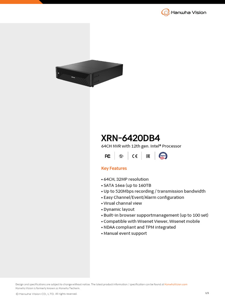 DataSheet XRN-6420DB4 231205 EN | PDF | Ip Address | Network Architecture