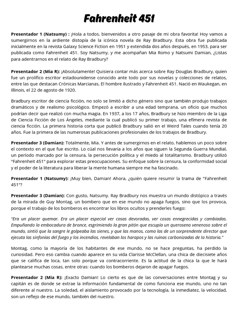 Fahrenheit 451 | PDF | Ray Bradbury