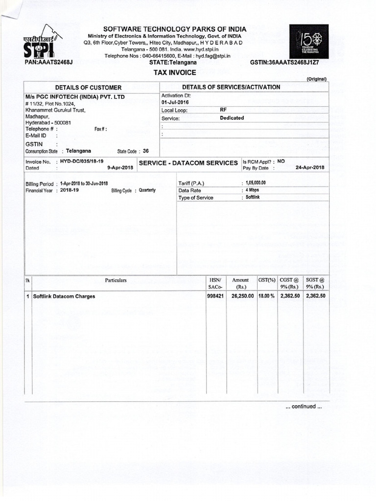 Invoice APR 18 To JUN 18 | PDF