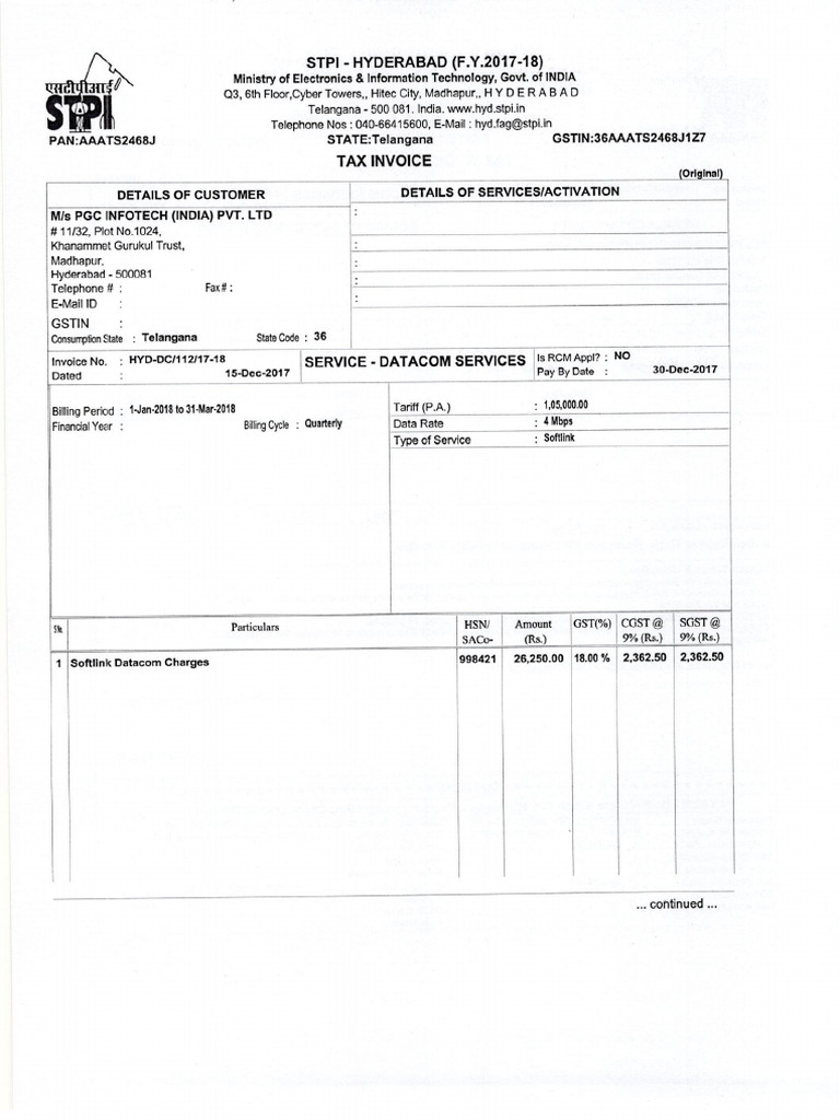 Invoice JAN 18 To MAR 18 | PDF