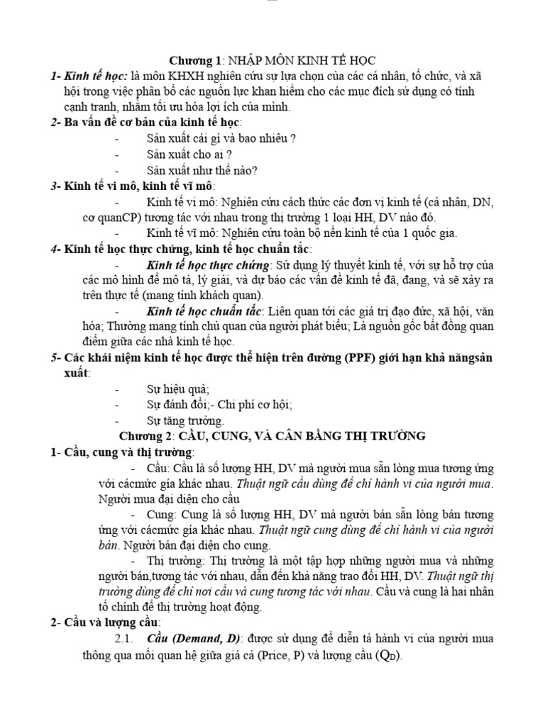 Tom Tat Kien Thuc On Tap Mon Kinh Te VI Mo 2054 | PDF