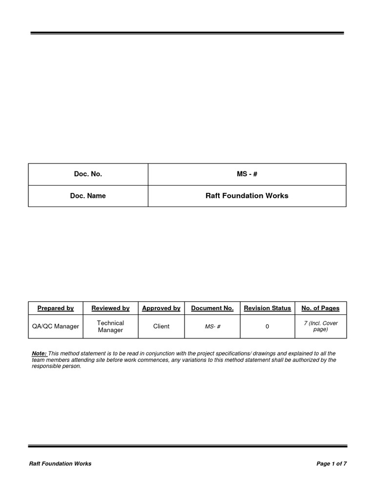 MS - Raft Foundation Works | PDF | Concrete | Specification (Technical ...