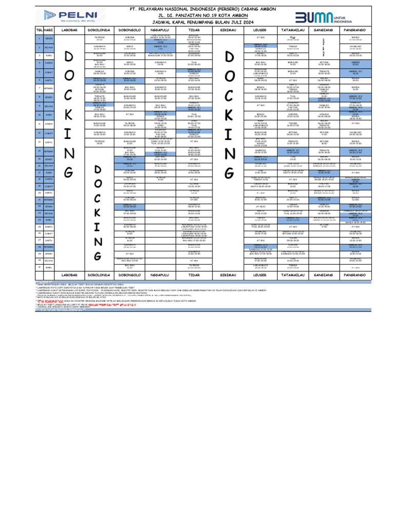 R2 Jadwal Kapal BLN Juli THN 2024 | PDF